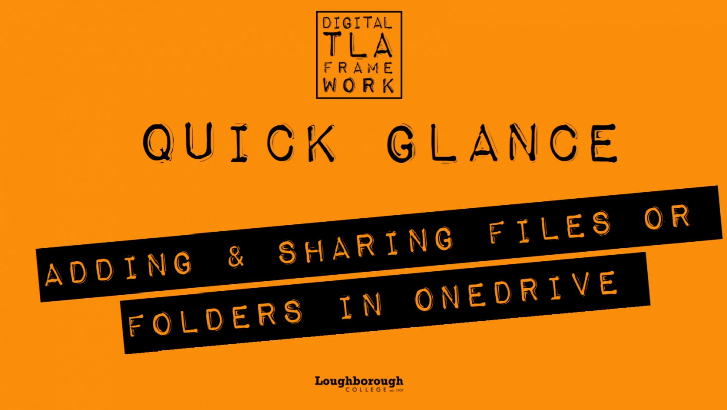 Quick Glance – Adding & Sharing Files or Folders in OneDrive – Digital ...